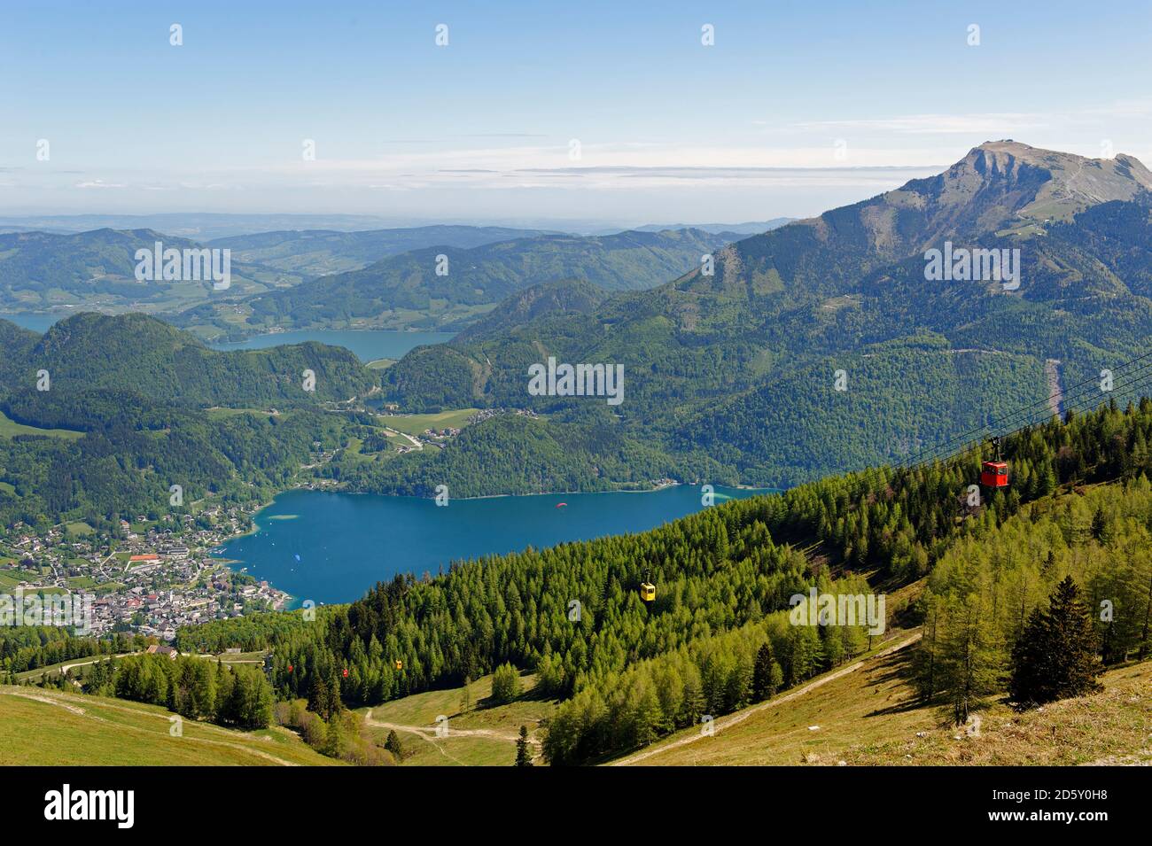 Austria, Salzburg State, Sankt Gilgen, View of town and Lakes ...