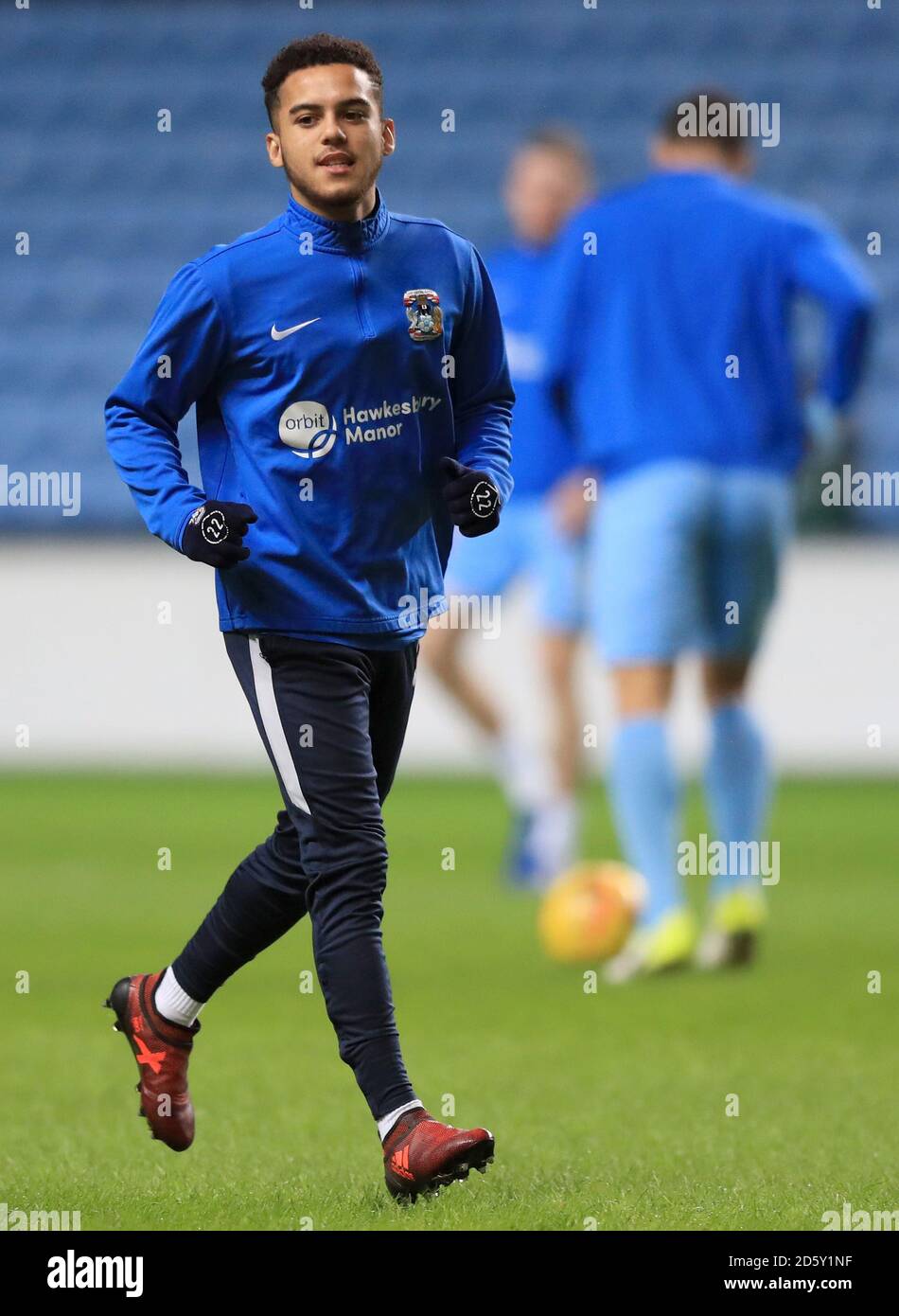 Coventry City's Devon Kelly-Evans warms up Stock Photo - Alamy