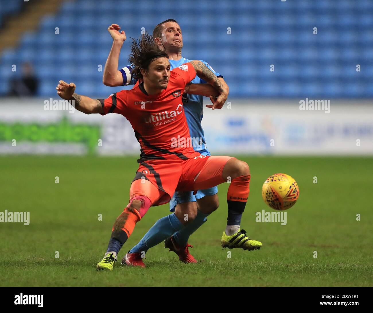 Coventry City's Michael Doyle and Wycombe Wanderers' Sam Saunders Stock ...