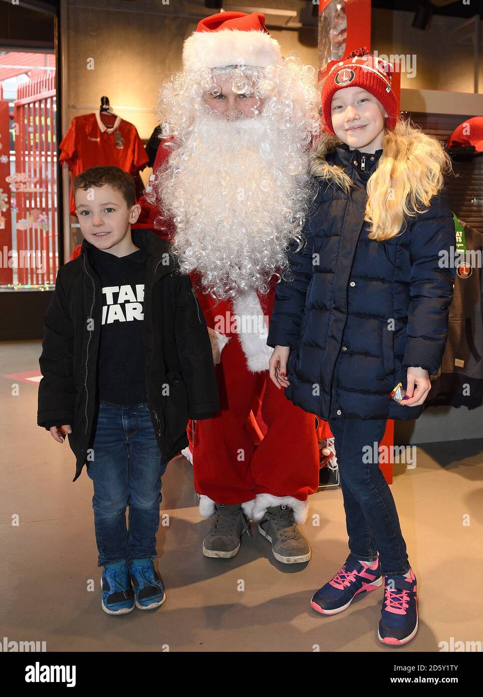 Santa Claus meets fans in the club shop Stock Photo - Alamy