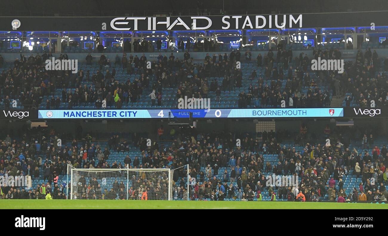 The final score showing Manchester City won 4-0 Stock Photo - Alamy
