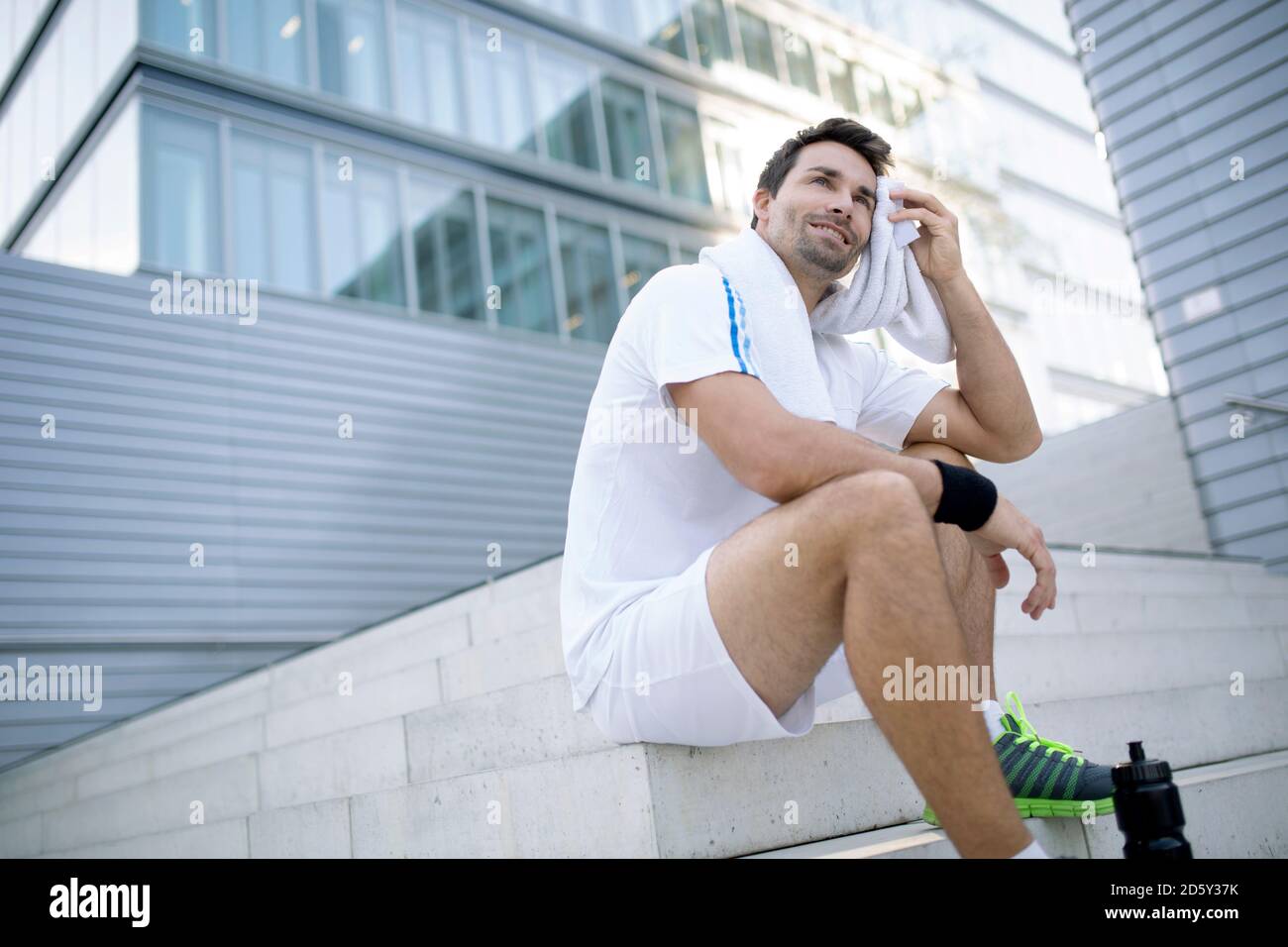 Sportsman having a break Stock Photo - Alamy