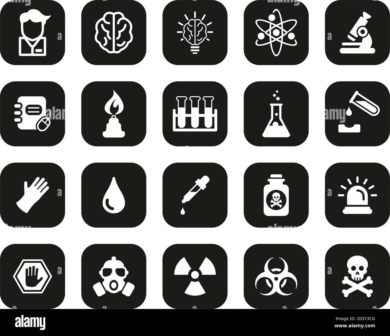 Chemistry Or Chemist Icons White On Black Flat Design Set Big Stock ...