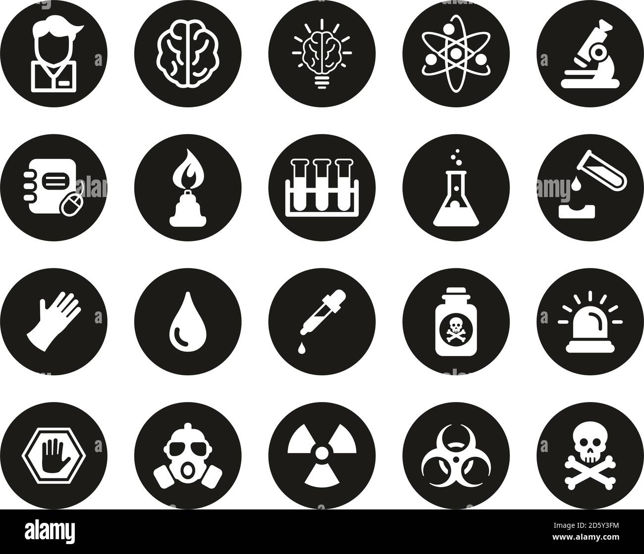Chemistry Or Chemist Icons White On Black Flat Design Circle Set Big ...
