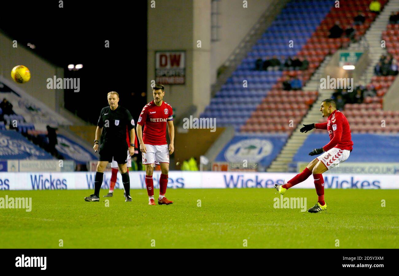 Charlton Athletic's Ahmed Kashi takes a free kick Stock Photo - Alamy