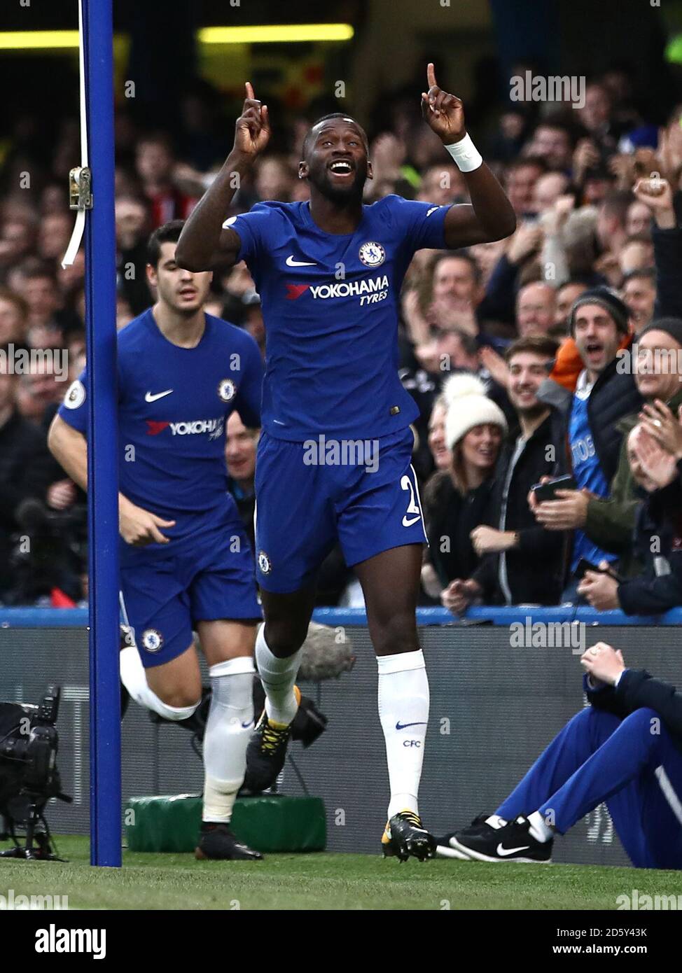 Chelseas antonio rudiger celebrates scoring hi-res stock photography ...