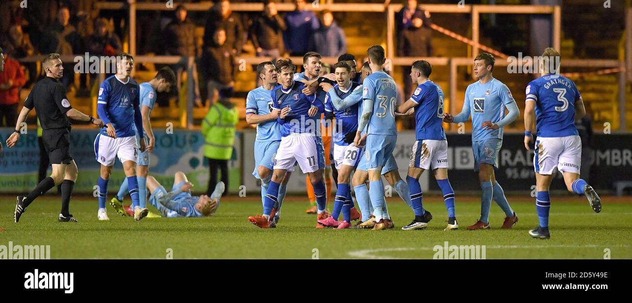 Tempers fray between the two teams Stock Photo - Alamy