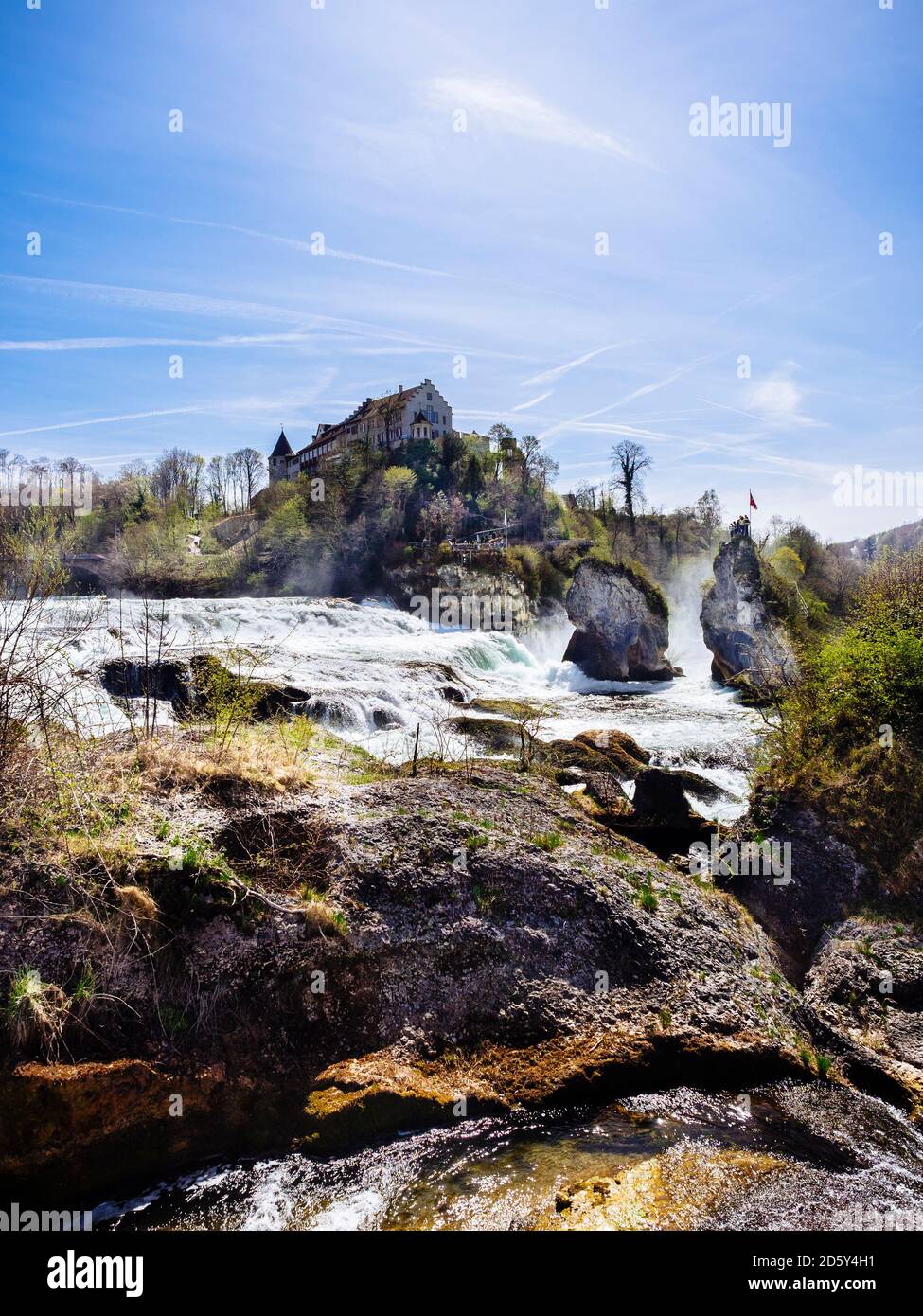 Switzerland, Schaffhausen, Rhine falls with Laufen Castle Stock Photo ...