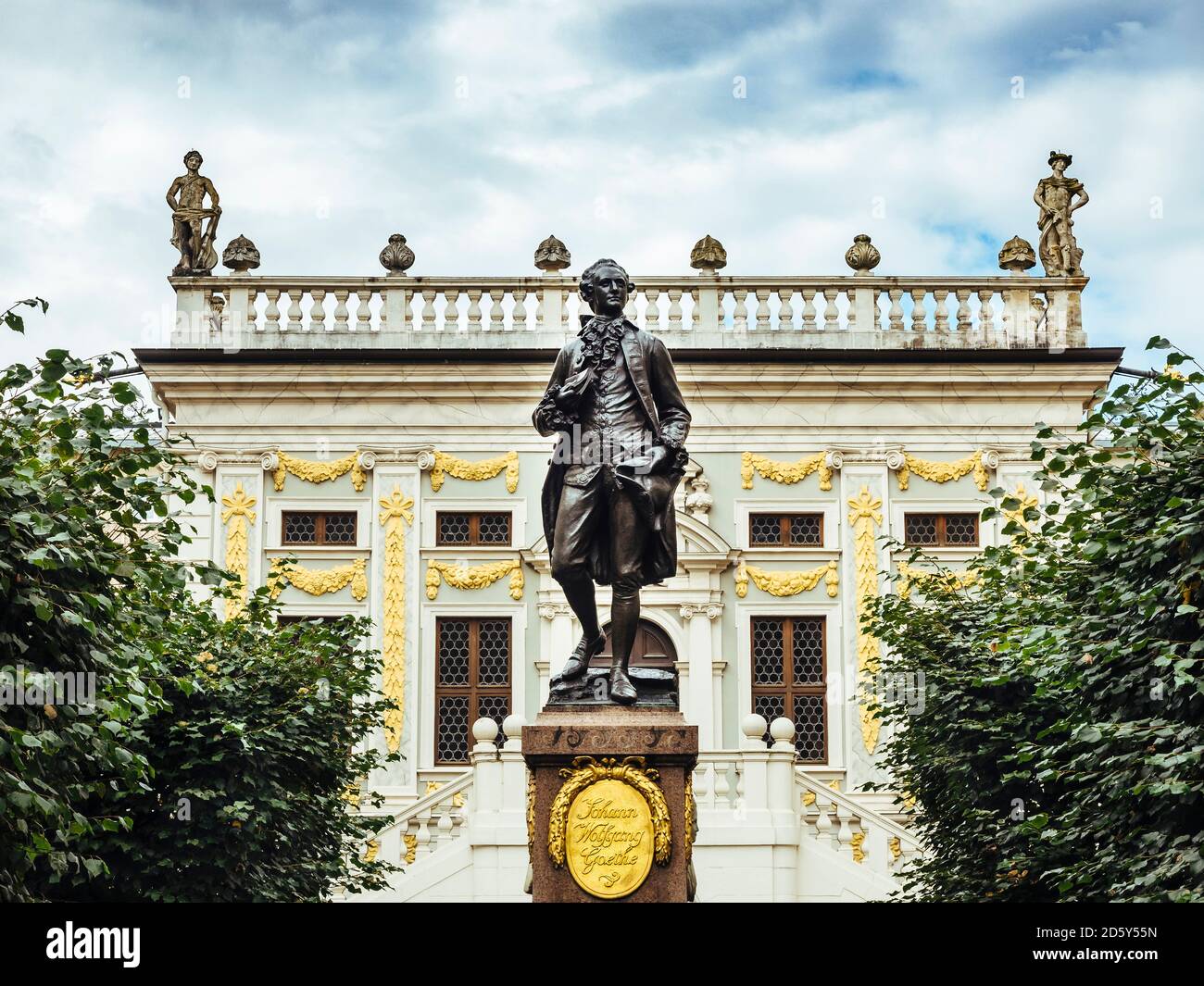Germany, Leipzig, view to Old stock exchange at Naschmarkt with Goethe ...