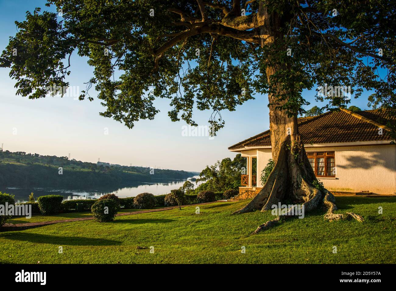 Africa, Uganda, Jinja, Bungalow in a Luxury hotel at Jinja, overlooking ...