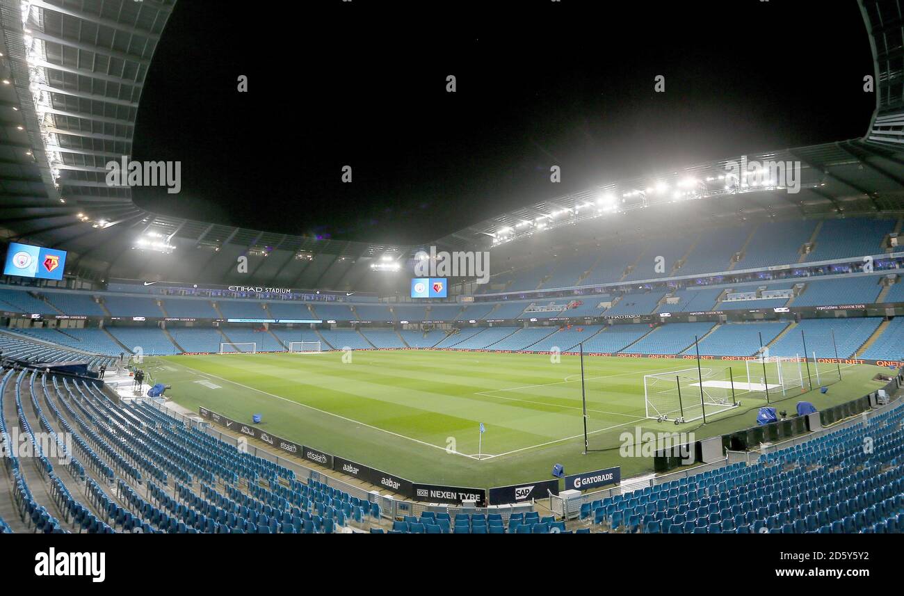 Manchester City's Etihad Stadium ahead of the match Stock Photo - Alamy