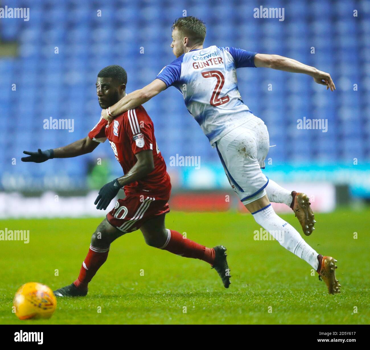 Birmingham City's Jeremie Boga (left) and Reading's Chris Gunter battle ...
