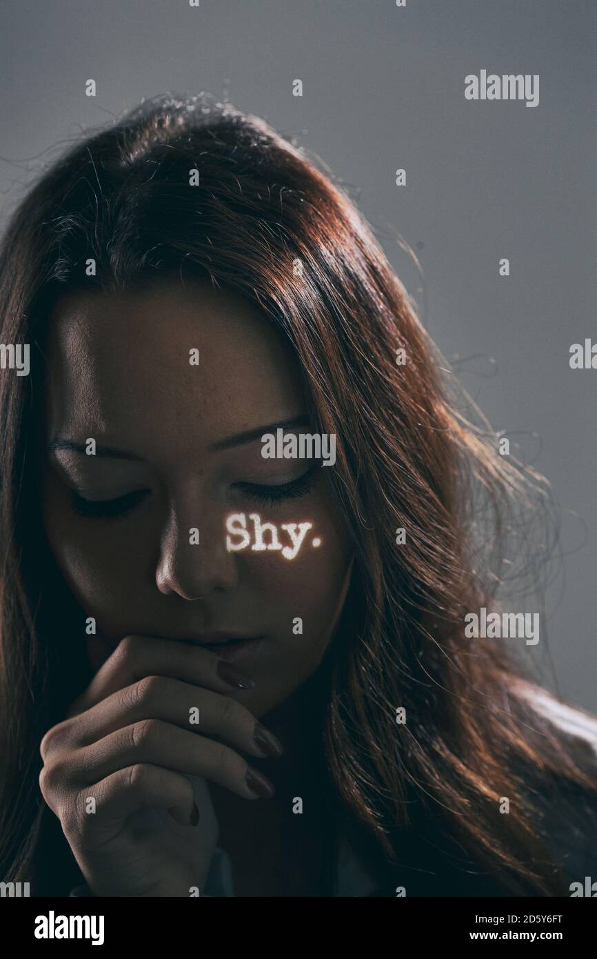 Woman projected word on face hi-res stock photography and images - Alamy