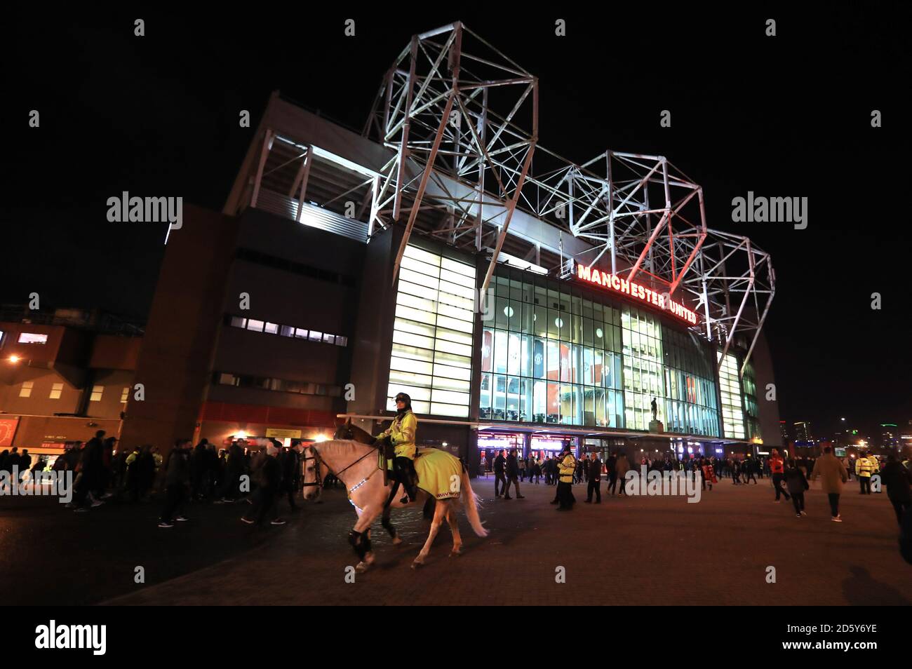 Manchester United's and Derby County's fans outside Old Trafford Stock ...