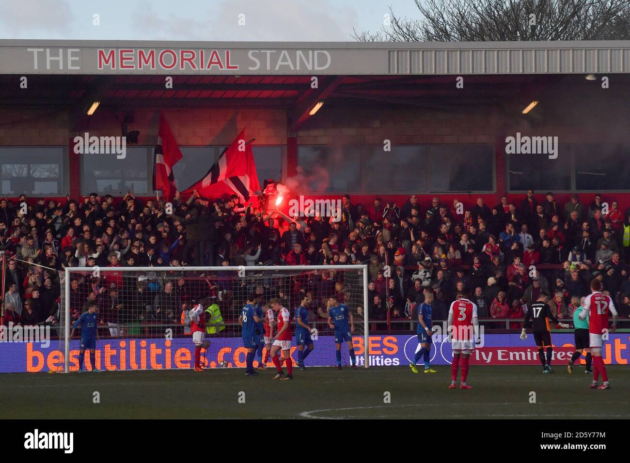Fans let off flares in the stands Stock Photo - Alamy