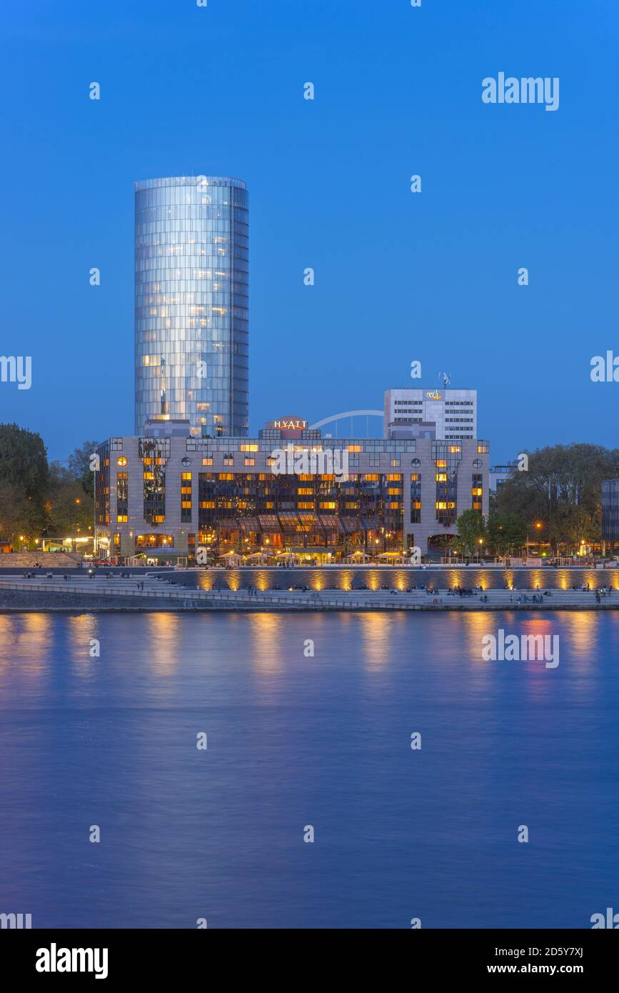 Germany, Cologne, Hotel Hyatt Regency and KoelnTriangle skyscraper ...