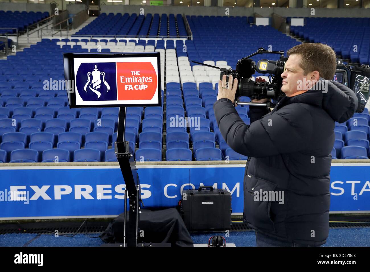 A view of the VAR (Video Assistant Referee) system pitch side at the ...