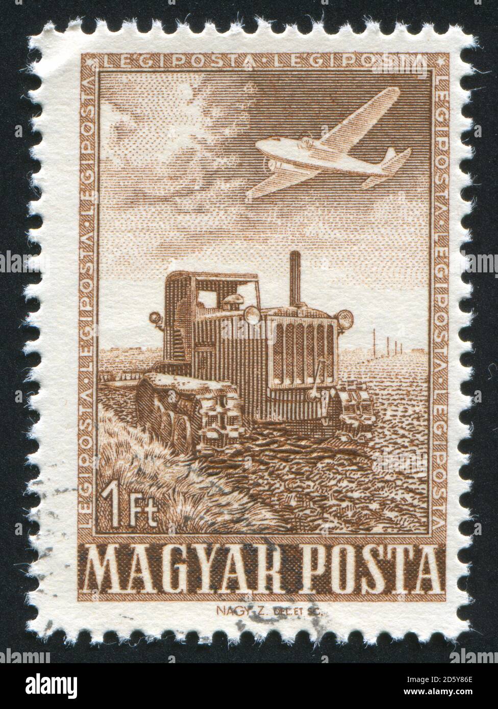HUNGARY - CIRCA 1950: stamp printed by Hungary, shows tractor, circa ...