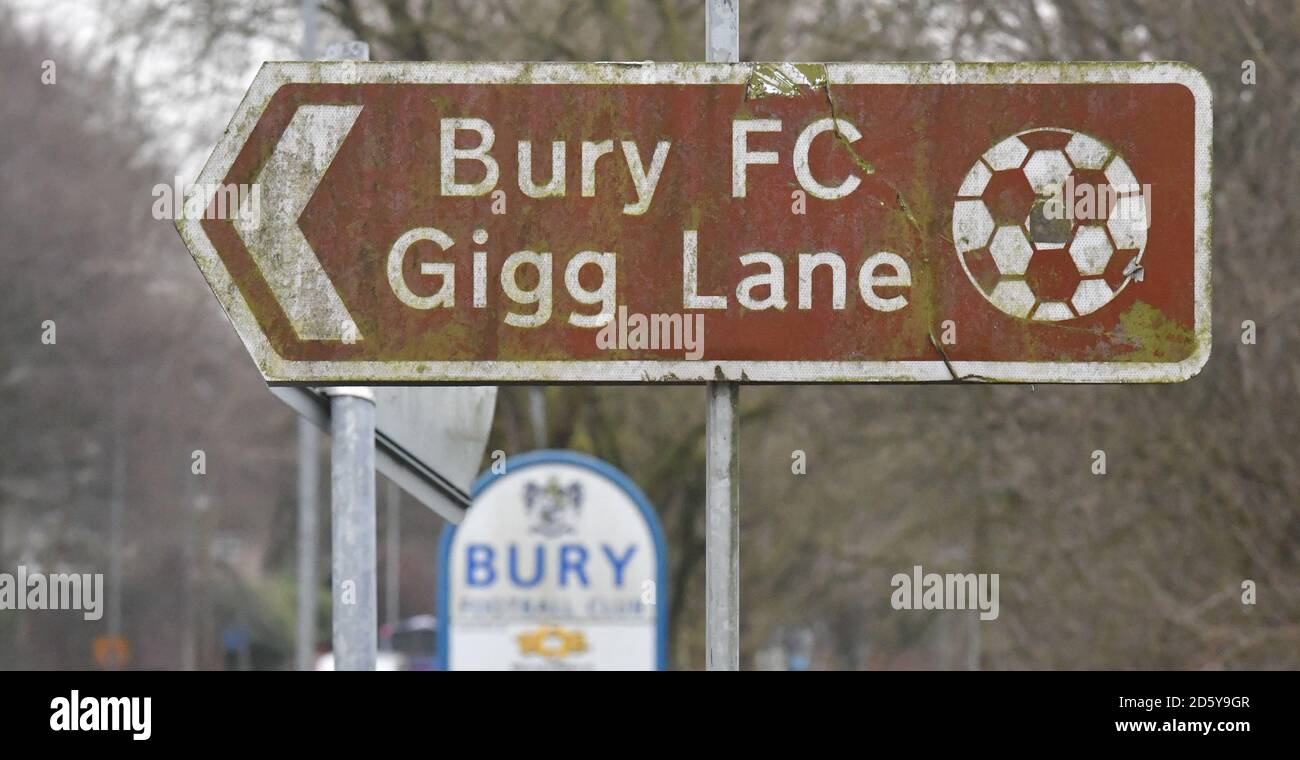 A general view outside Gigg Lane home of Bury Stock Photo - Alamy