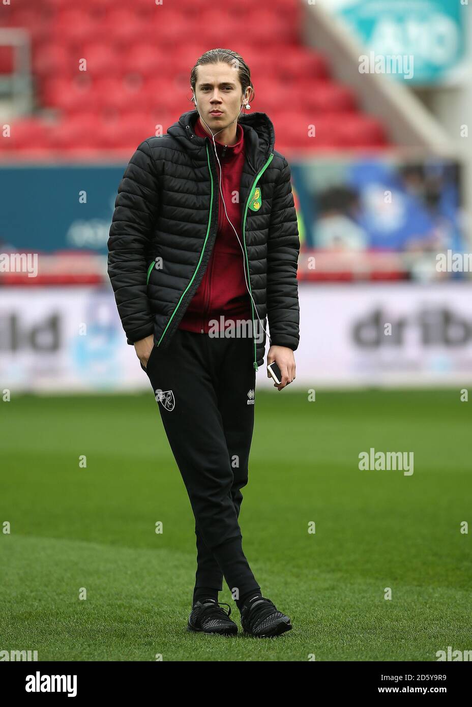 Norwich City's Todd Cantwell inspects the Ashton gate pitch before kick ... Norwich City's Todd Cantwell inspects the Ashton gate pitch before kick ...
