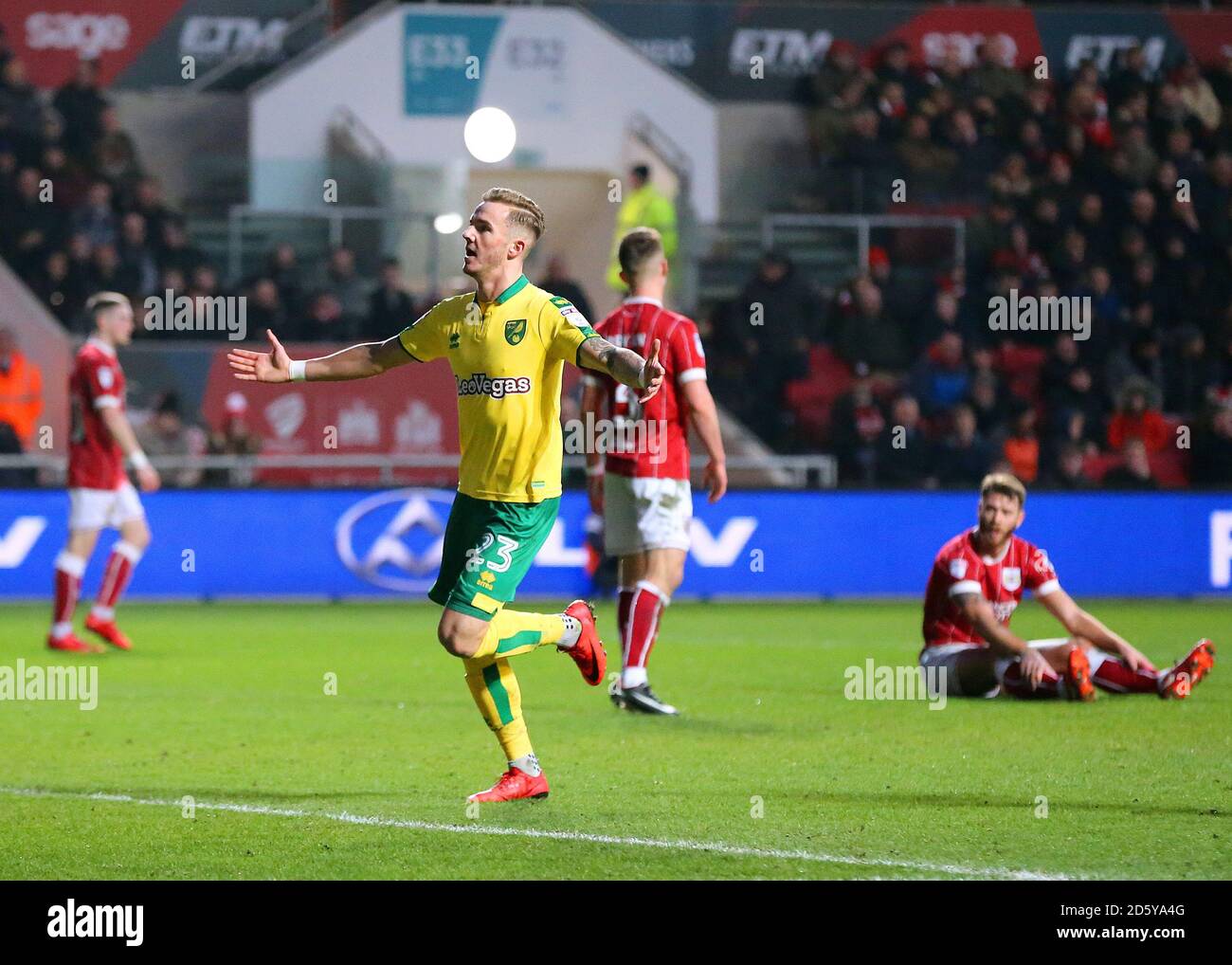 Norwich citys james maddison celebrates scoring hi-res stock ...