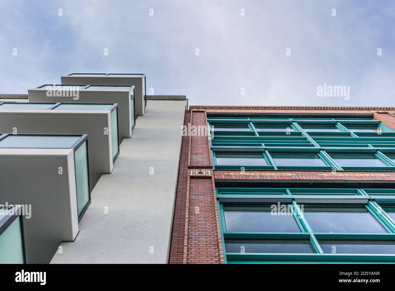 Germany, Berlin, new residential building and refurbished old ...