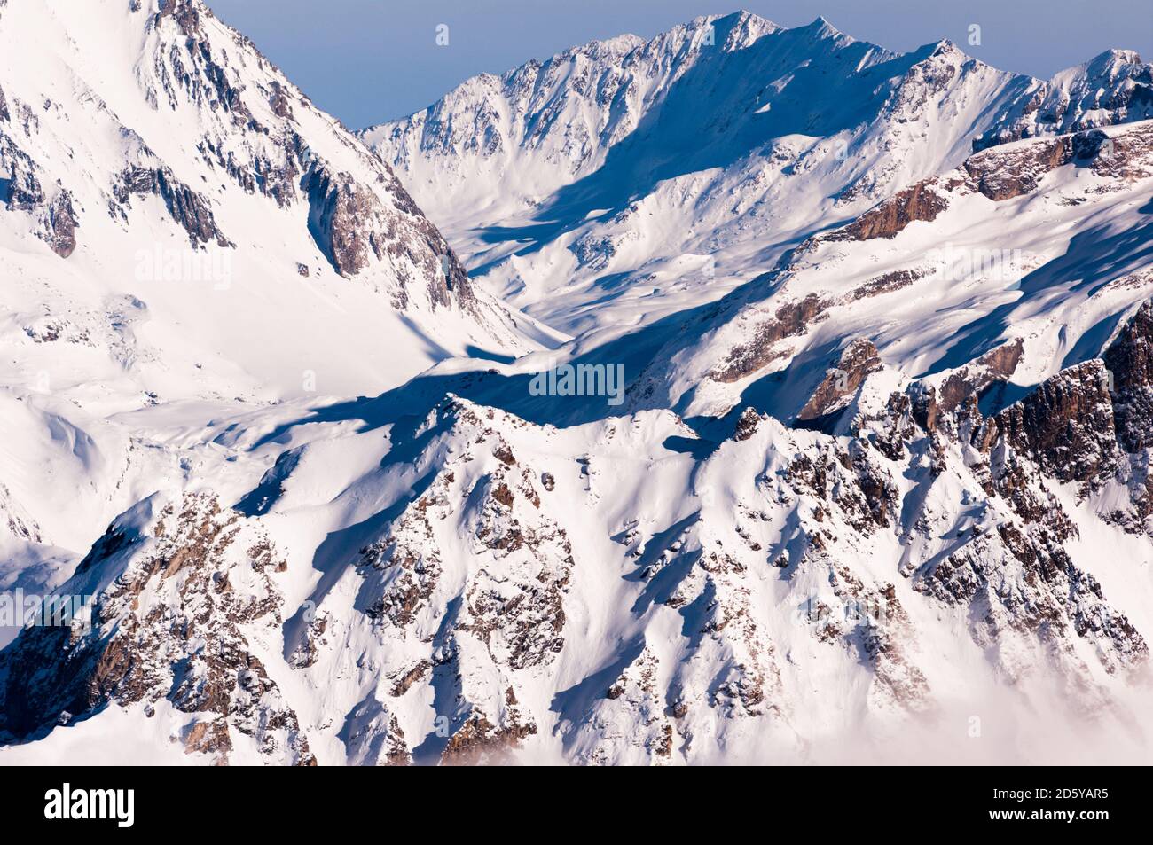 Aerial View of Mountain chain above meribel valley from la saulire ...
