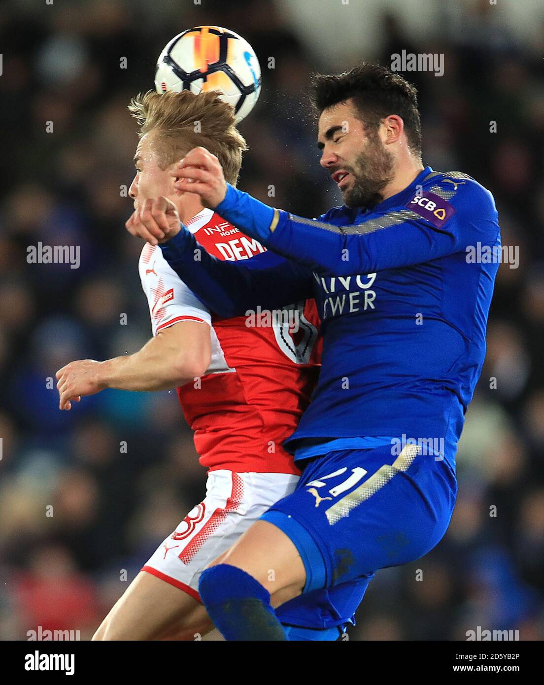 Fleetwood Town's Kyle Dempsey (left) and Leicester City's Vicente ...