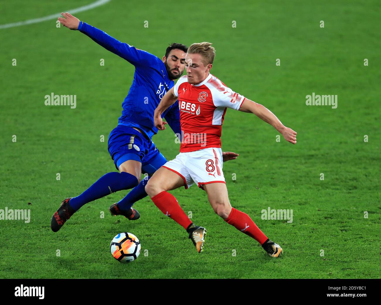 Leicester City's Vicente Iborra (left) and Fleetwood Town's Kyle ...