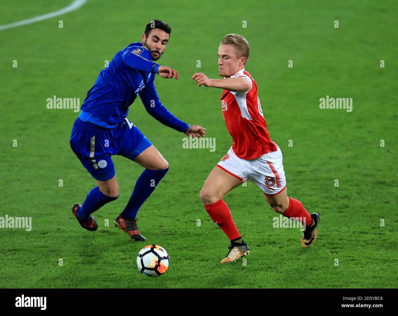 Leicester City's Vicente Iborra (left) and Fleetwood Town's Kyle ...