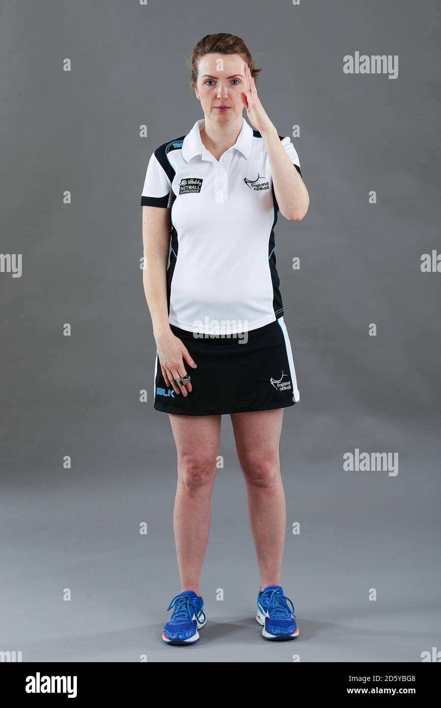 Umpire Louise Travis signalling intimidation Stock Photo - Alamy