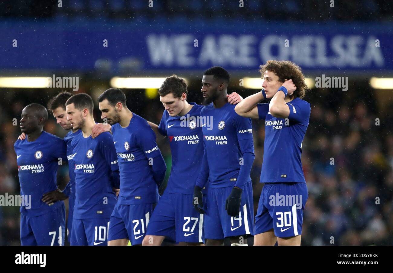 Chelsea players line up during the penalty shoot out Stock Photo - Alamy