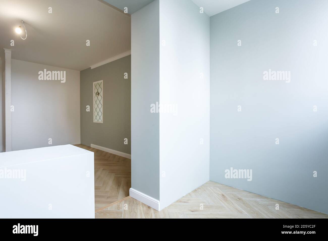 Empty unfurnished room with minimal preparatory repairs with crown ...