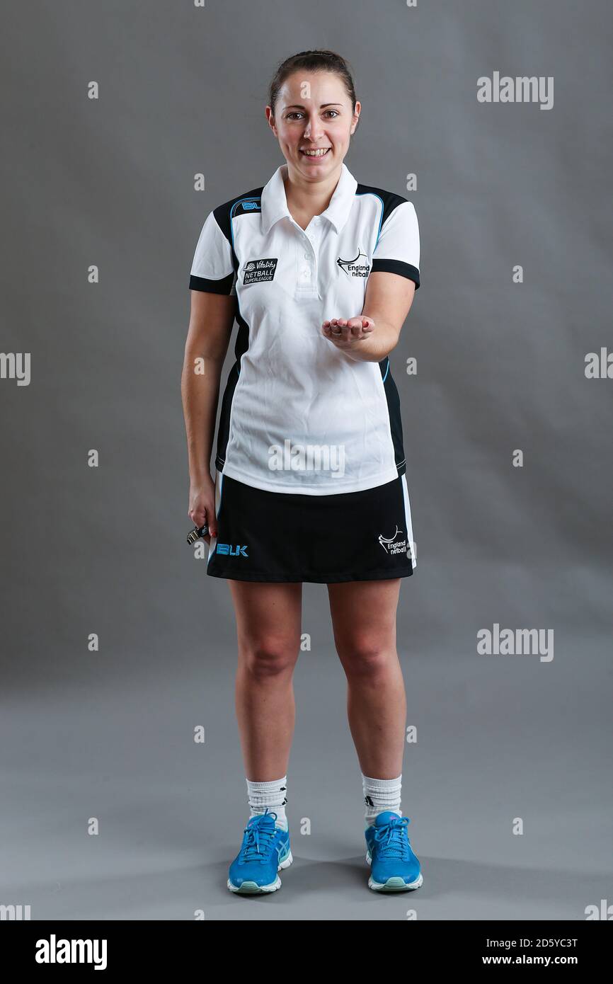 Umpire Kate Mann signalling toss up Stock Photo - Alamy