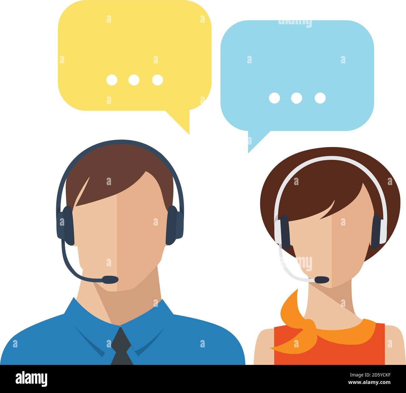 Telecom operators professions avatars for computer operators male and ...