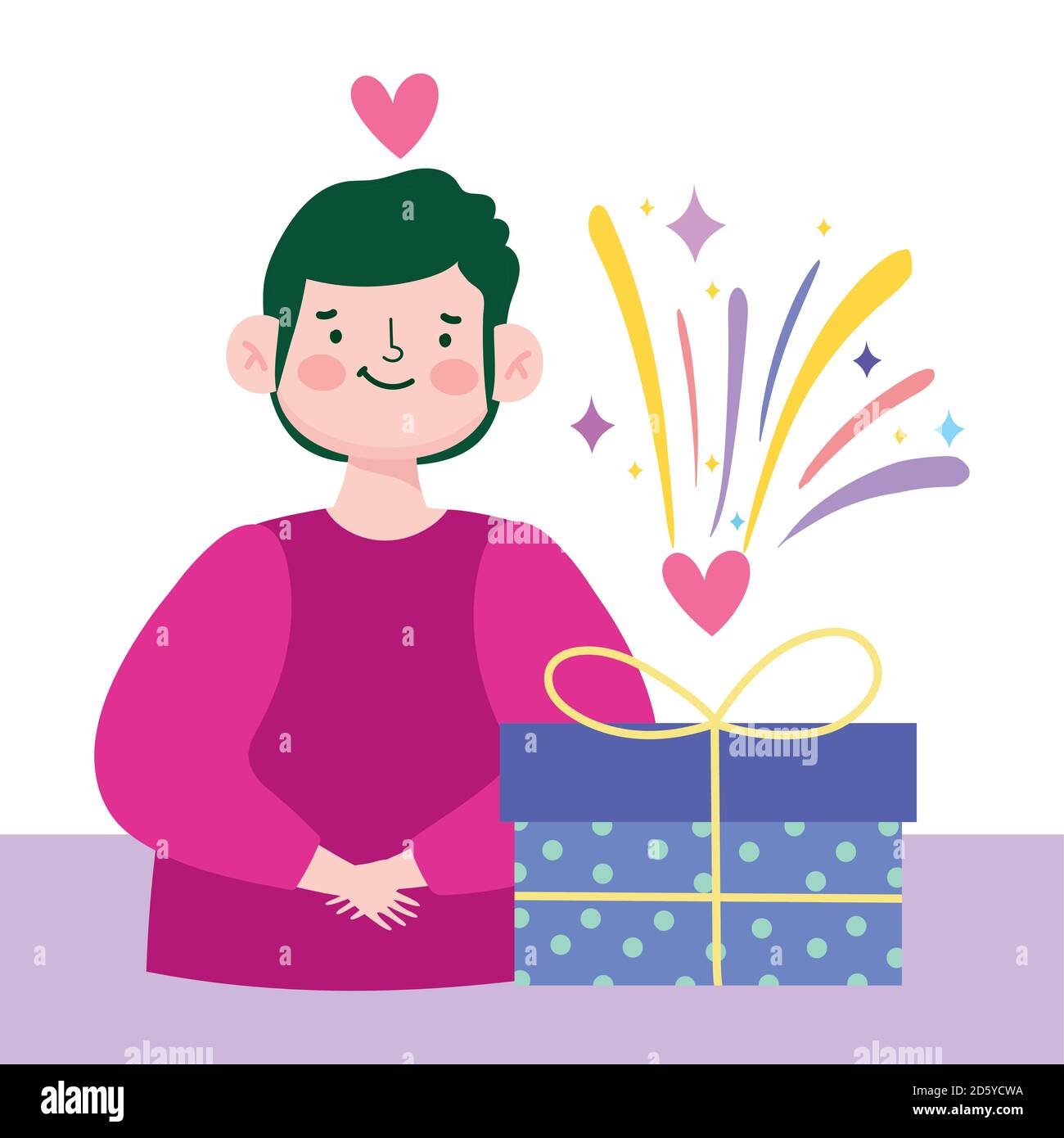cartoon man gift box lovely character vector illustration Stock Vector ...
