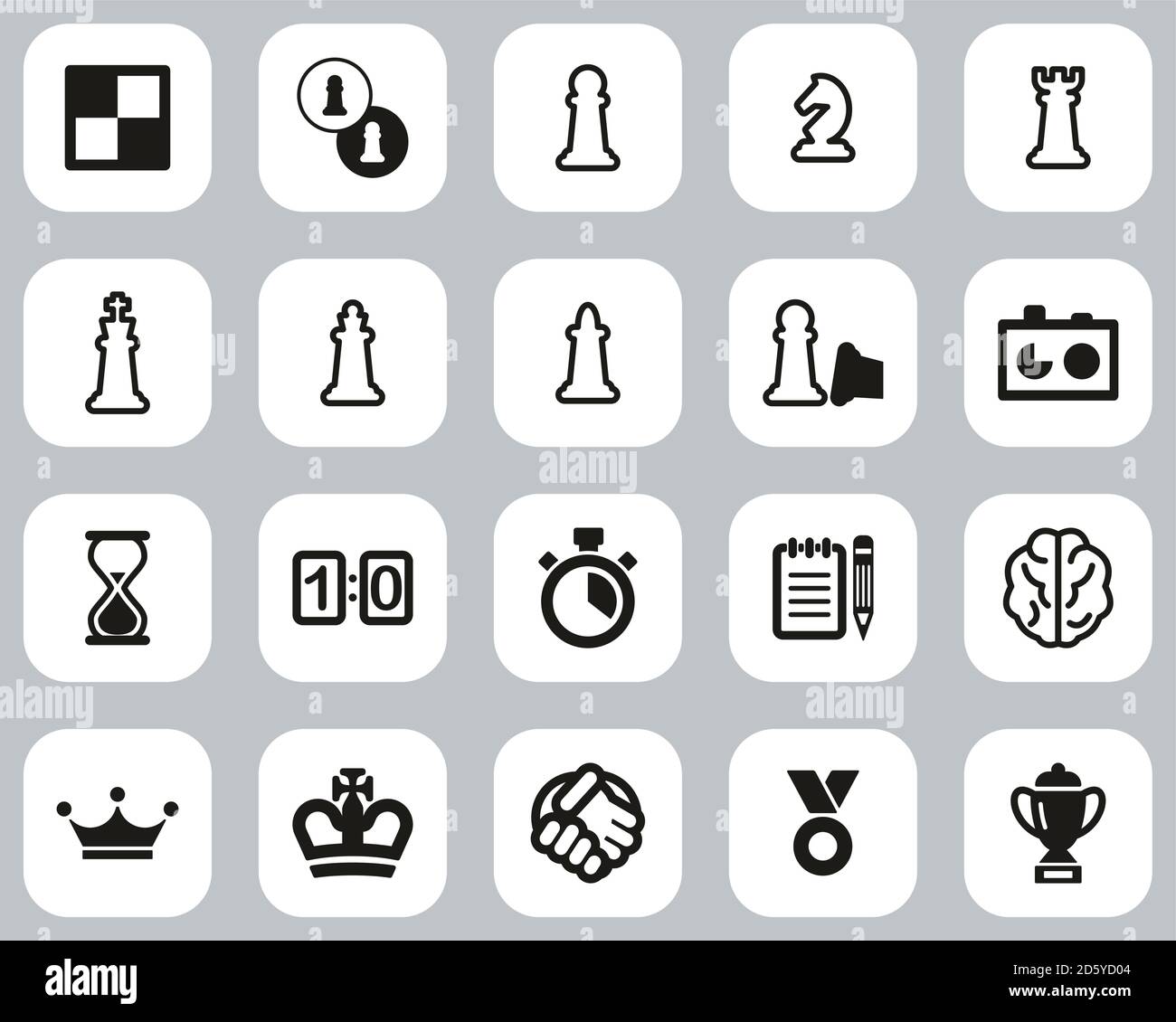 Chess Game & Equipment Icons Black & White Flat Design Set Big Stock ...