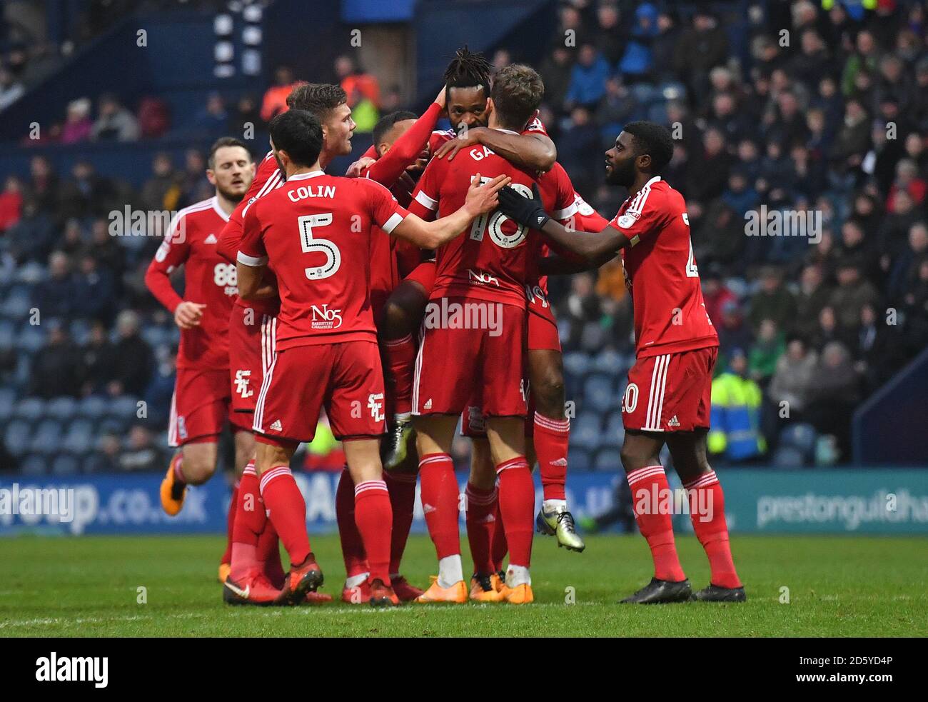 Birmingham City players celebrate their equalising goal Stock Photo - Alamy