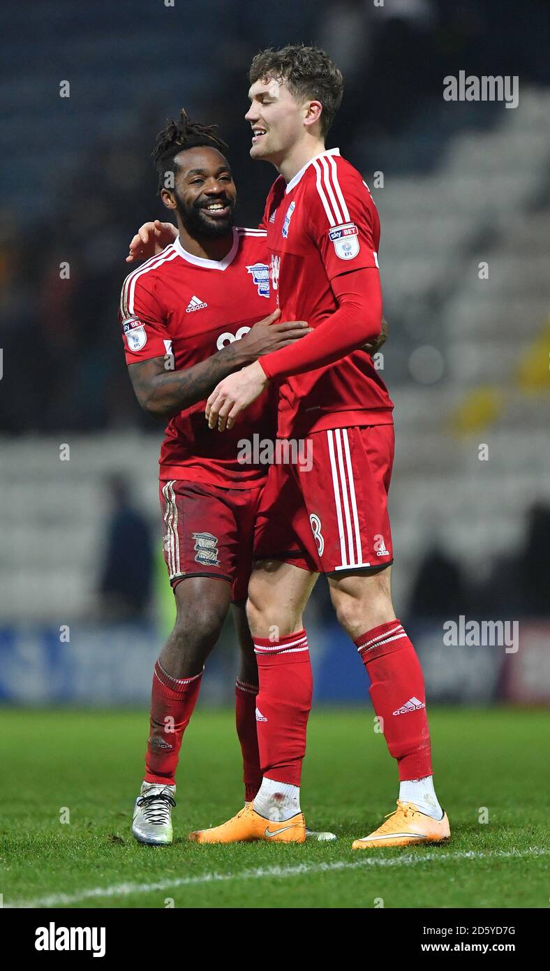 Birmingham City's Jacques Maghoma and Sam Gallagher embrace at the ...