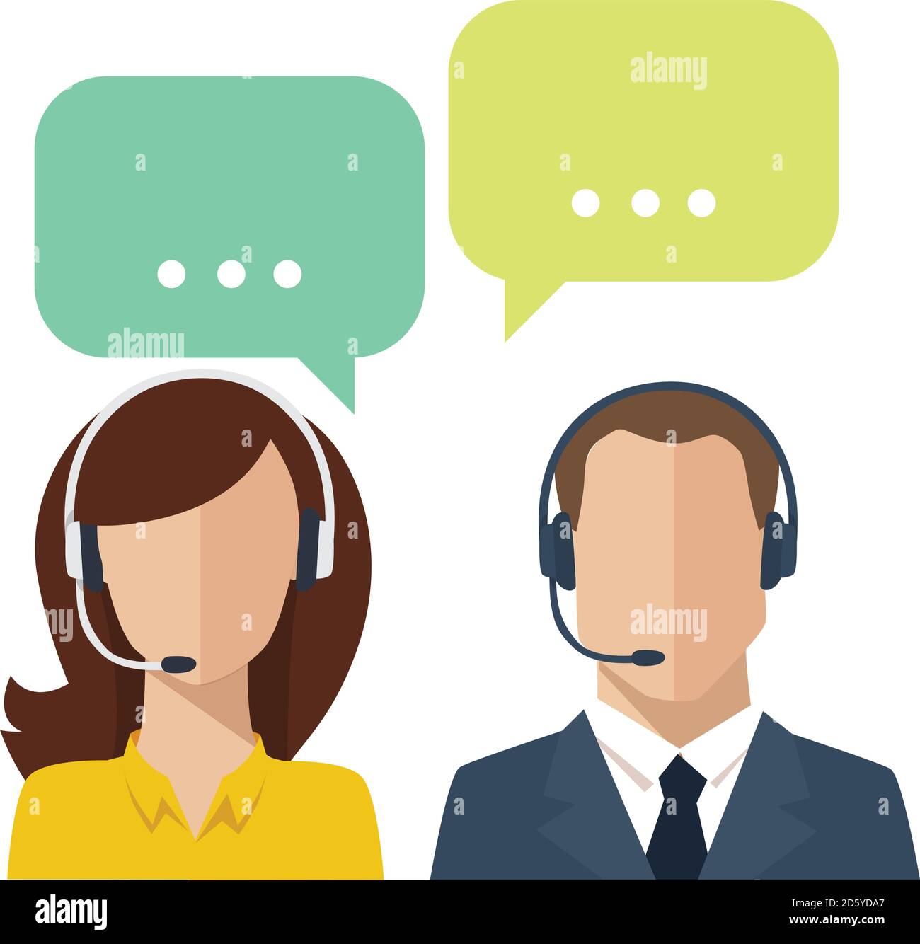 Telecom operators professions avatars male and female Stock Vector ...