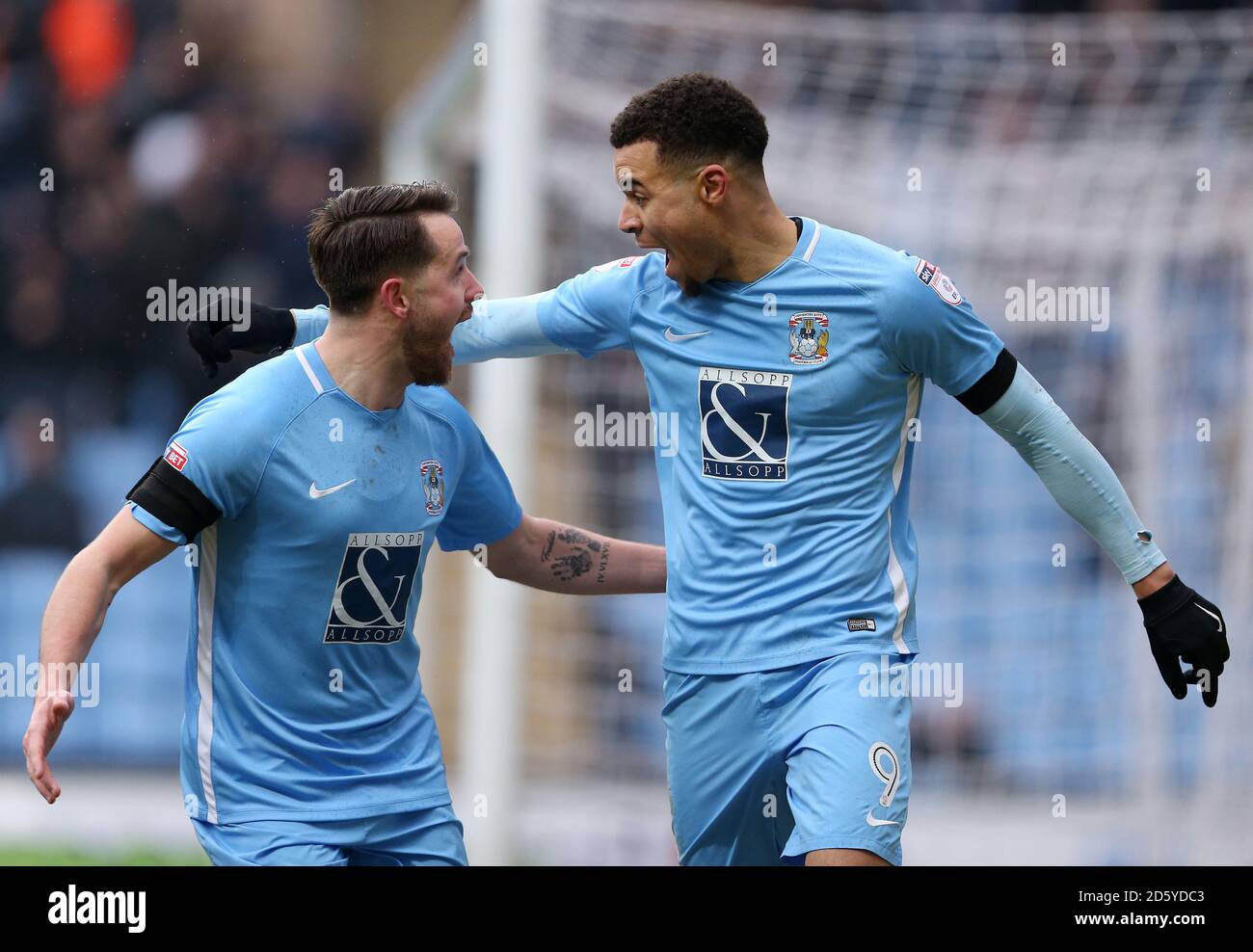 Coventry City's Max Biamou celebrates scoring the first goal against ...