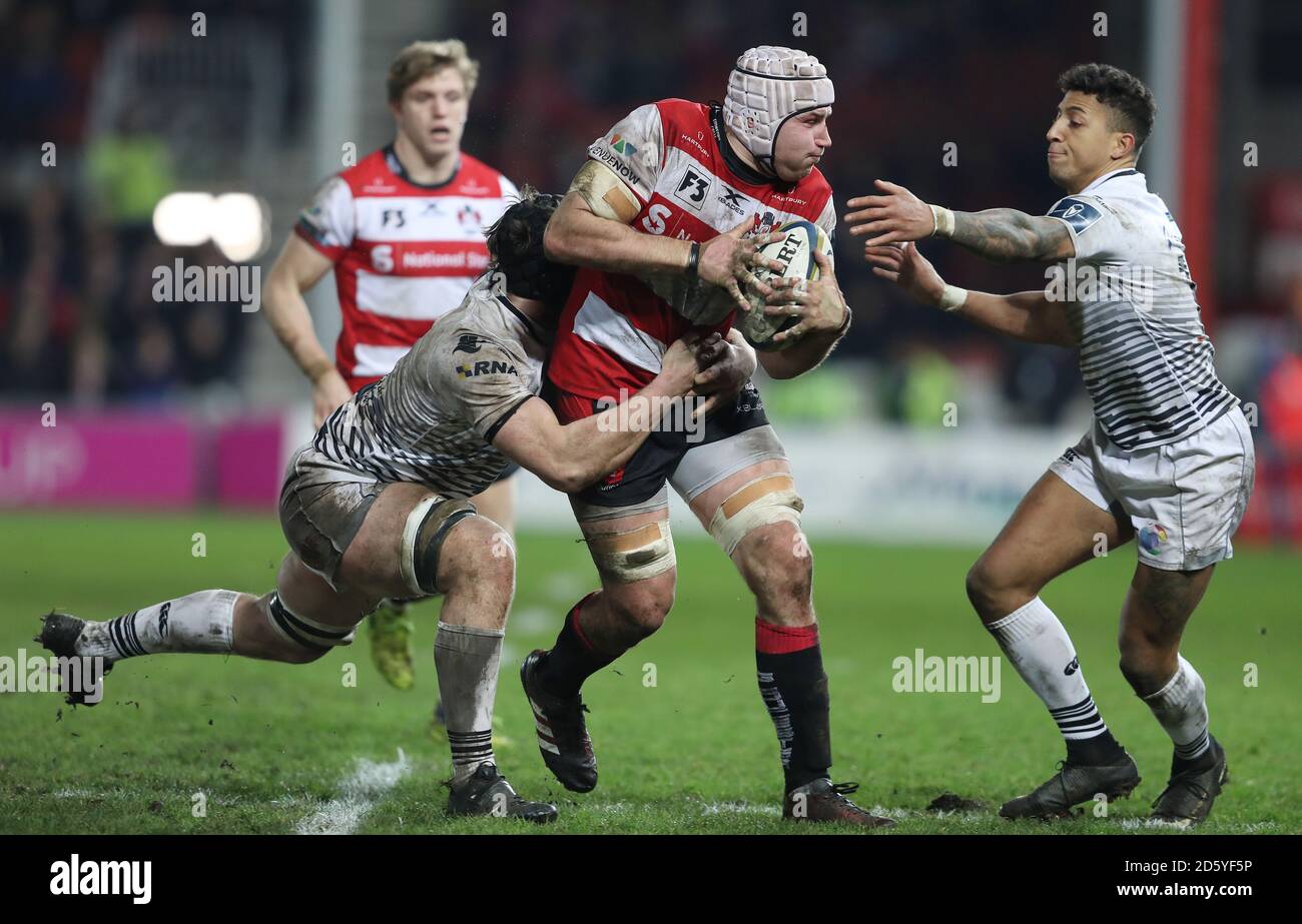 Gloucester's Ben Morgan and Osprey's James Ratti and Jay Baker Stock ...