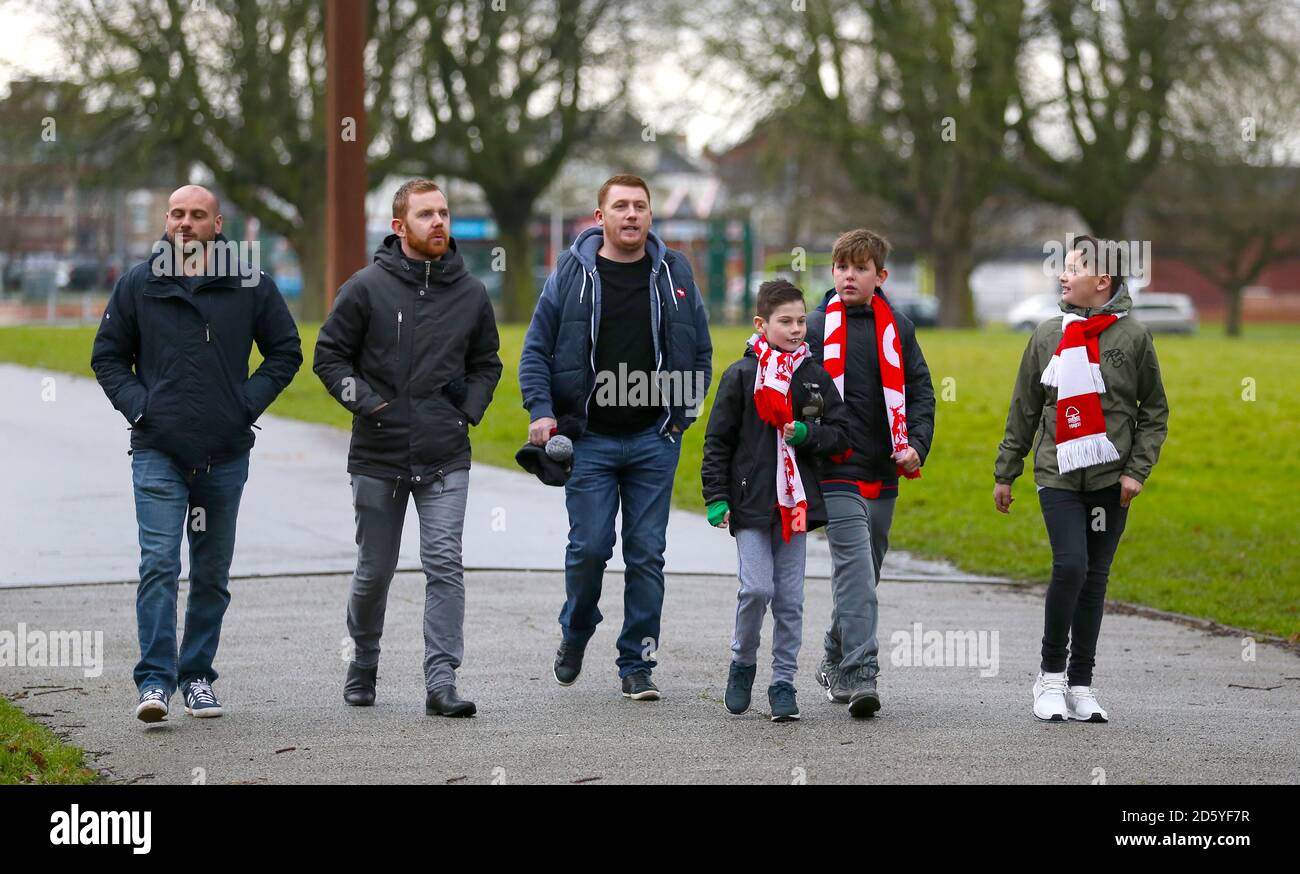 Nottingham Forest fans arriving at the match ahead of the match Stock ...