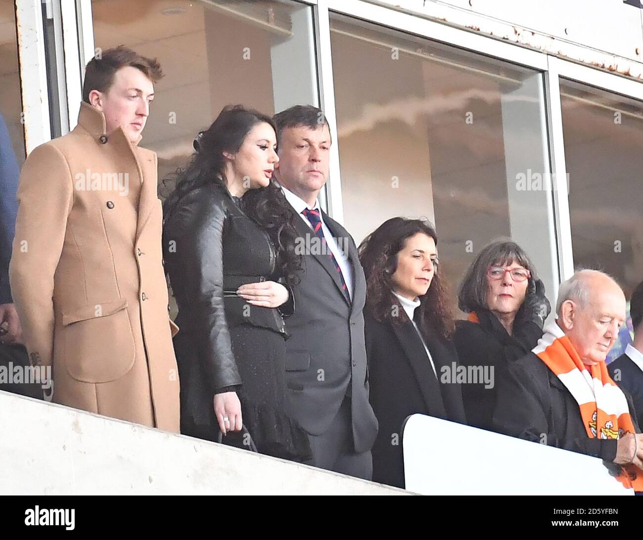 Blackpool club chairman Karl Oyston (centre) at the Jimmy Armfield ...