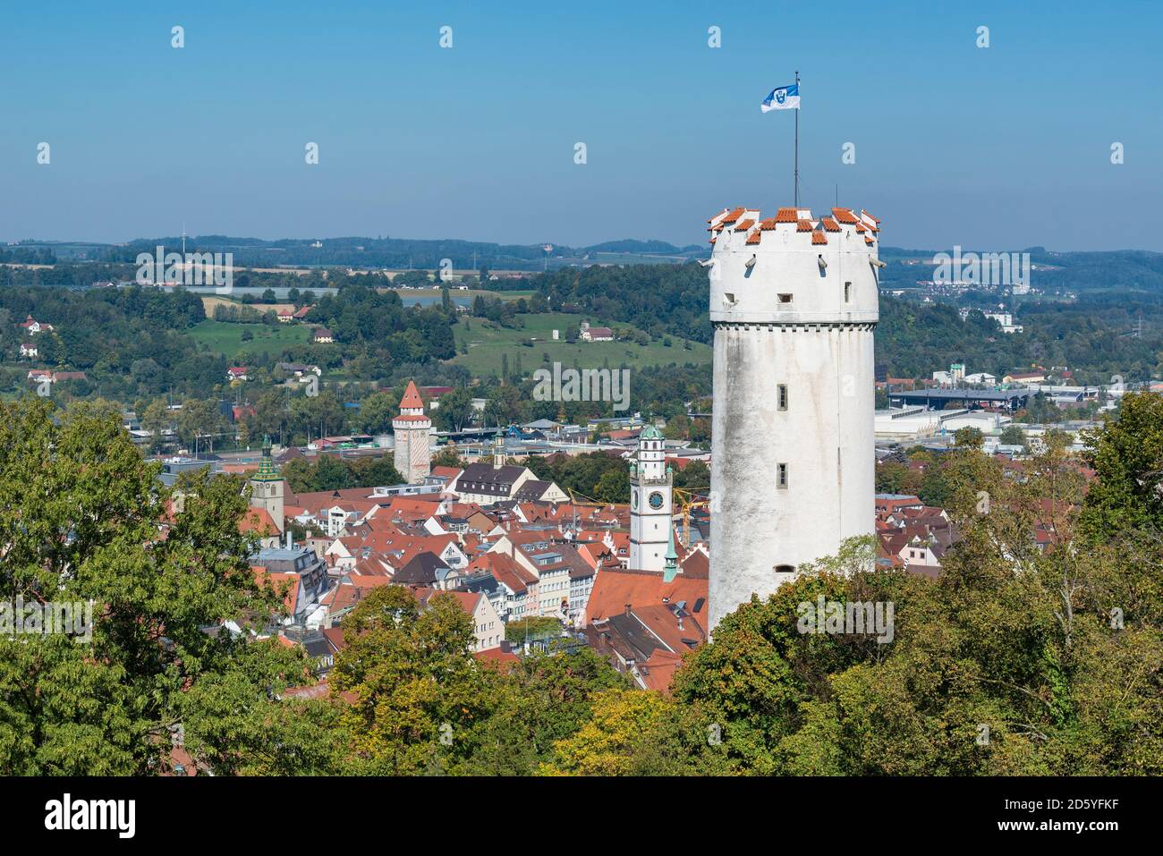 Germany, Baden-Wuerttemberg, Ravensburg, defence tower Mehlsack and old ...
