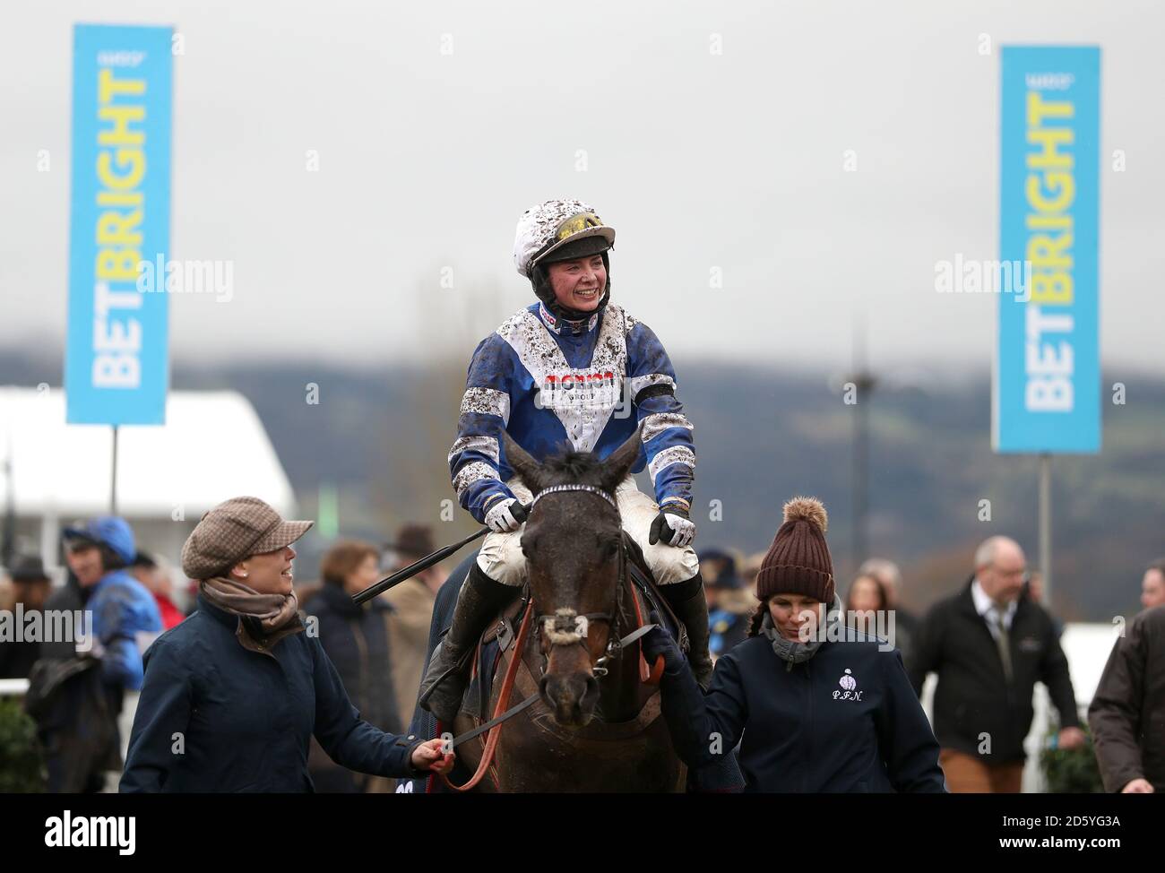 Jockey Bryony Frost celebrates her victory on Frodon in the Crest ...
