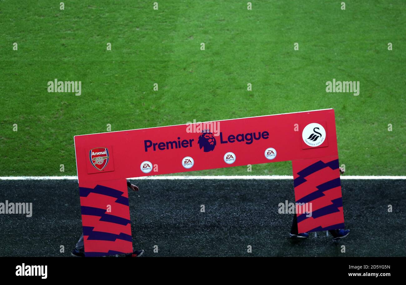 A general view of signage prior to the match Stock Photo - Alamy