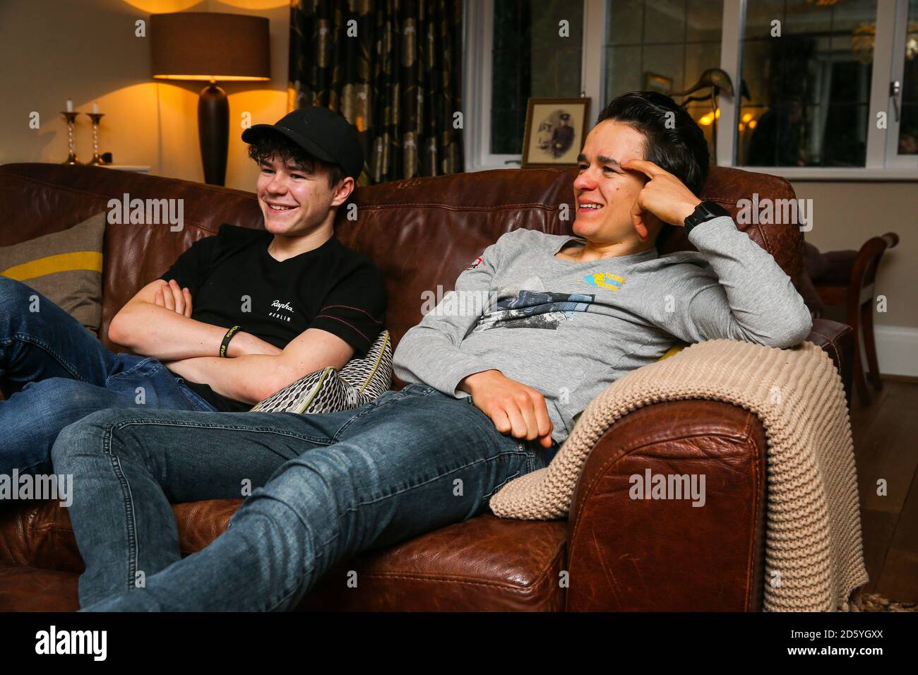 Cyclist Tom Piddock is interviewed in Leeds Stock Photo - Alamy