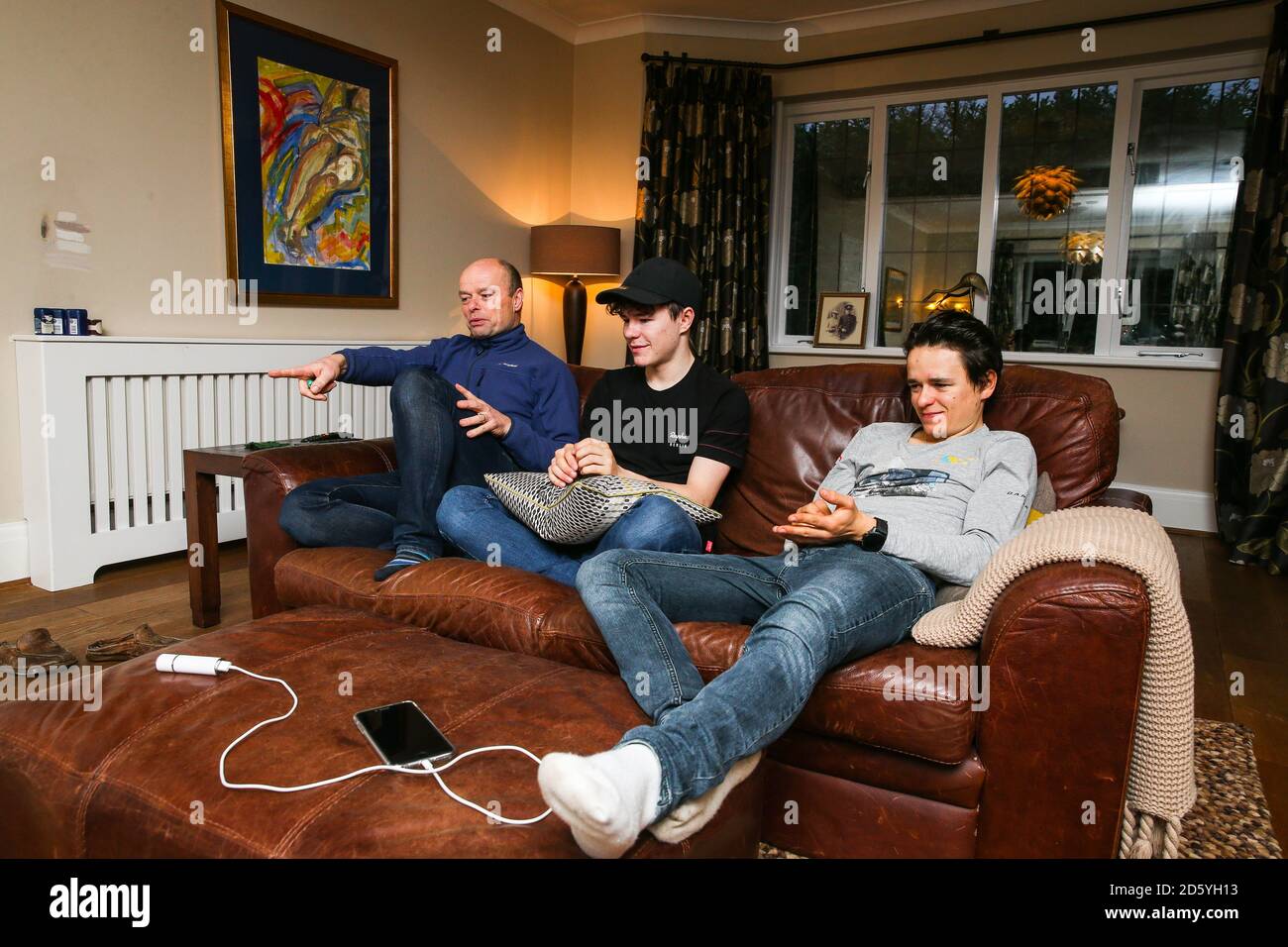 Cyclist Tom Piddock is interviewed in Leeds Stock Photo - Alamy