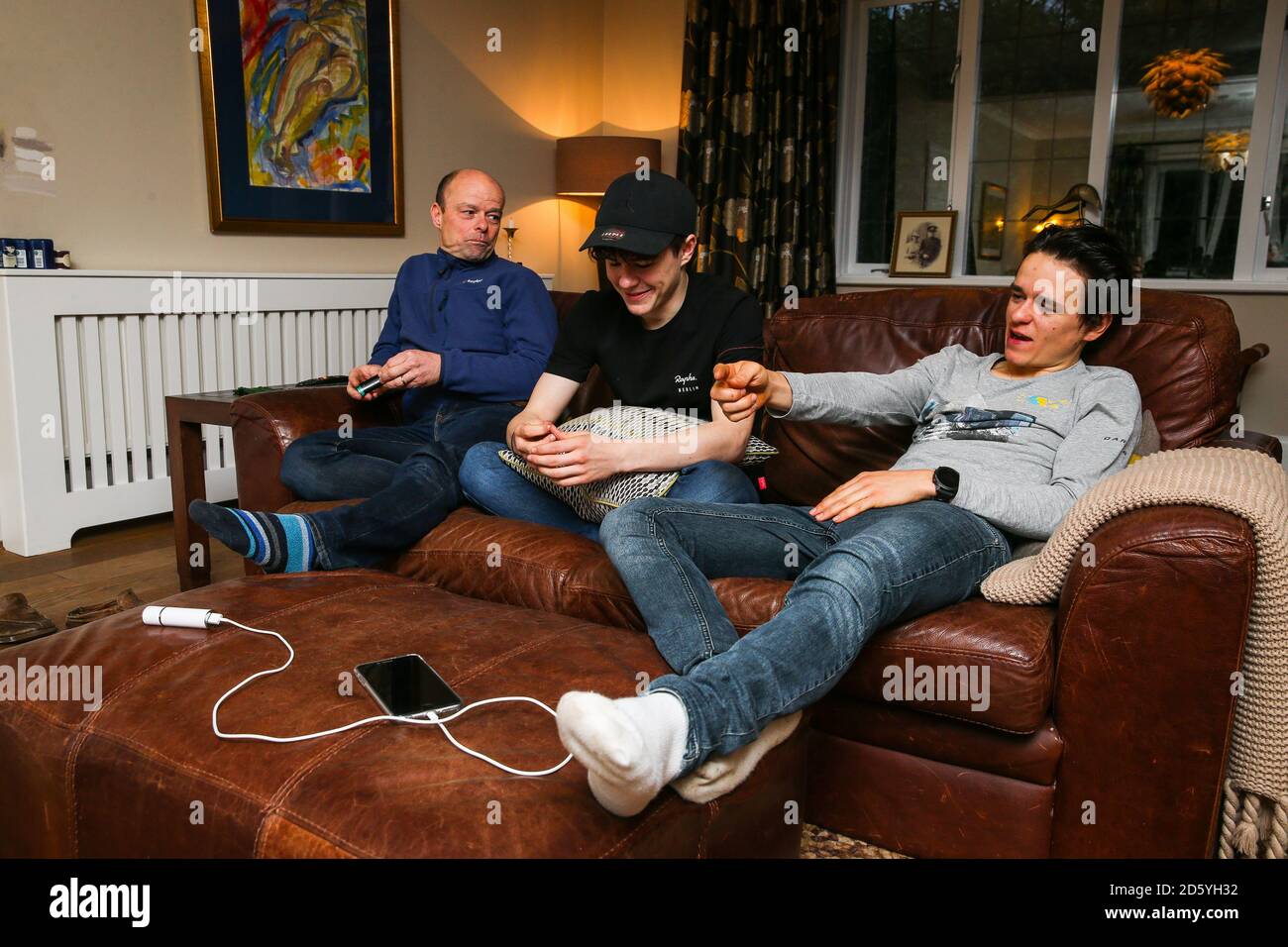 Cyclist Tom Piddock is interviewed in Leeds Stock Photo - Alamy